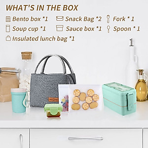 DearHomie 30 PCs Bento Box Upgrade Japanese Lunch Box Kit,3 Layer Stackable Leakproof Lunch Box Containers with Accessories,Wheat Straw Bento Lunch Box for Kids and Adults