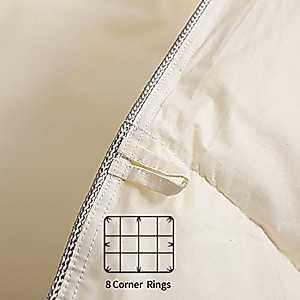 ENMUJOY Goose Down Comforter King Size Duvet Fluffy All Season Bedding Medium Warmth Soft 100% Cotton Cover Quilted 8 Corner Tabs 50 oz (Beige, King)