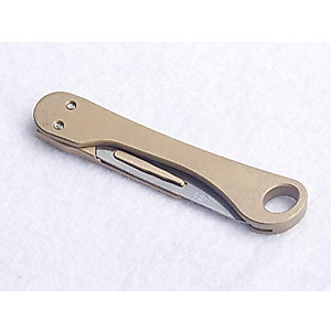 ILEAF Brass Daily Mini Pocket Folding Utility Knife with Key Ring and 10 Replaceable Quick Change Blades, Ultra Compact and Lightweight