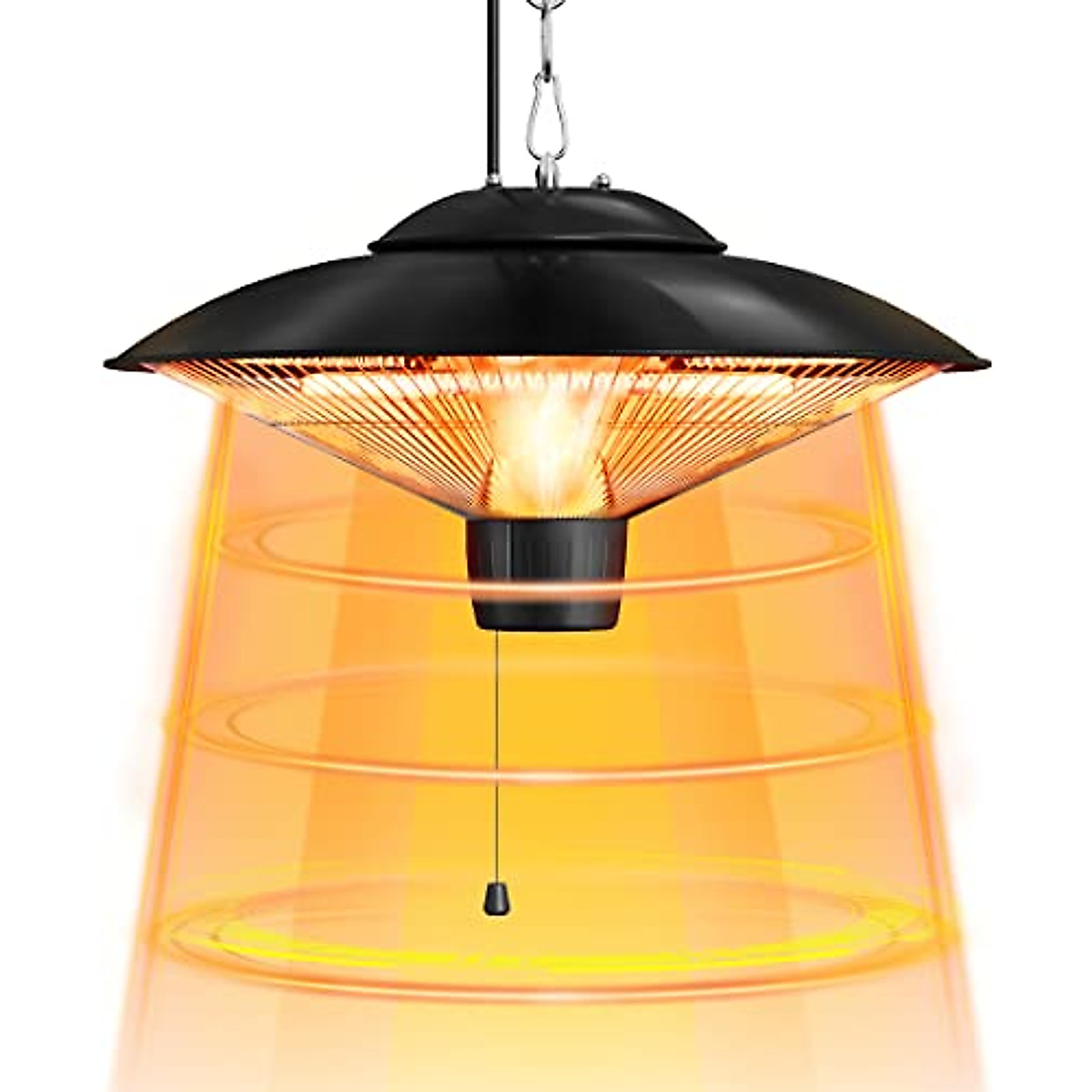 Hanging Patio Electric Heater, 1500W Outdoor Indoor Infrared Heater with 2 Adjustable Modes, Ceiling Mounted Outside Electric Heater, IP45 Waterproof, Black
