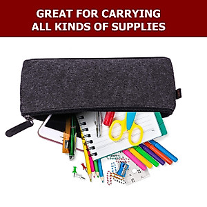 Pencil Bags Pen Bag Cases - Small Zipper Pouch for Adults Purse and Briefcase – Zippered Pouches for Stationery & Accessories – Premium Black Felt Zip Case – Set of 2