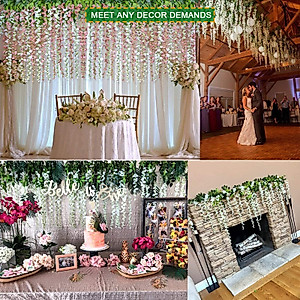 10 Pack White Wisteria Hanging Flowers Vine Garland, 3.28 Feet Fake Wisteria Flowers Strings,Artificial Wisteria Fake Flowers,Wisteria Vine for Home Room Garden Outdoor Wedding Arch Floral Wall Decor