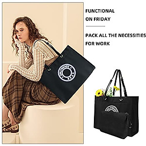 Whale Power Canvas Tote Bag with Zipper Pocket and Purse Large Capacity Shoulder Handbags for Women 2pcs Sets