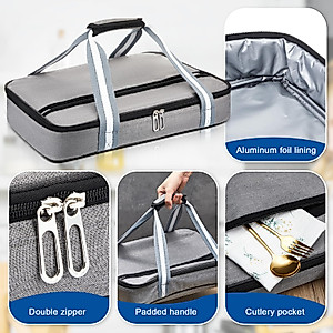 FoldTier Glass Casserole with Casserole Carrier 9 x 13 Inch Glass Baking Dish with Lid Insulated Bag for Hot or Cold Food Deep Casserole Dish for Oven for Potluck Party Picnic Cookouts