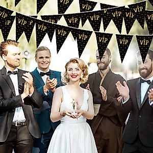 Faccito 5 Pieces 49 ft VIP Pennant Banners Movie Night Decorations VIP Party Triangle Banner Flags VIP Party Banners Pennant Bunting for Red Carpet Movie Theme Party 1920s Party Supplies