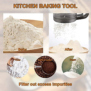 Flour Sifter,Sifter for Baking,Flour Sieve with Hand Press Design,3 Cup Capacity Fine Mesh Kitchen Cooking Sieve Tools for Cooking,BPA Free,Gray (Grey Sifter)