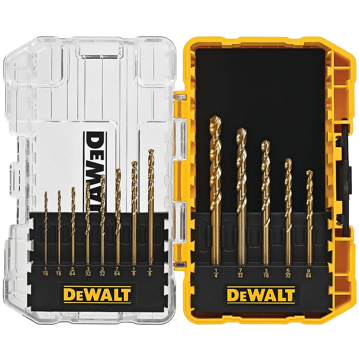 DEWALT Split-Point Twist Drill-Bit Assortment, Titanium Nitride Coated, 13pc (DW1363)