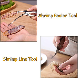 Aidragon Shrimp Deveiner Tool and Shrimp Peeler Set, 2 Pcs Stainless Steel Kitchen Tools for Shrimp Cleaner Peels Prawn Outer Shell Deveins