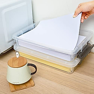 Citylife 3 PCS Plastic Storage Bins with Latching Lids Portable Project Case Clear File Box Stackable Storage Containers for Organizing A4 Paper, Photo, Document, Scrapbook