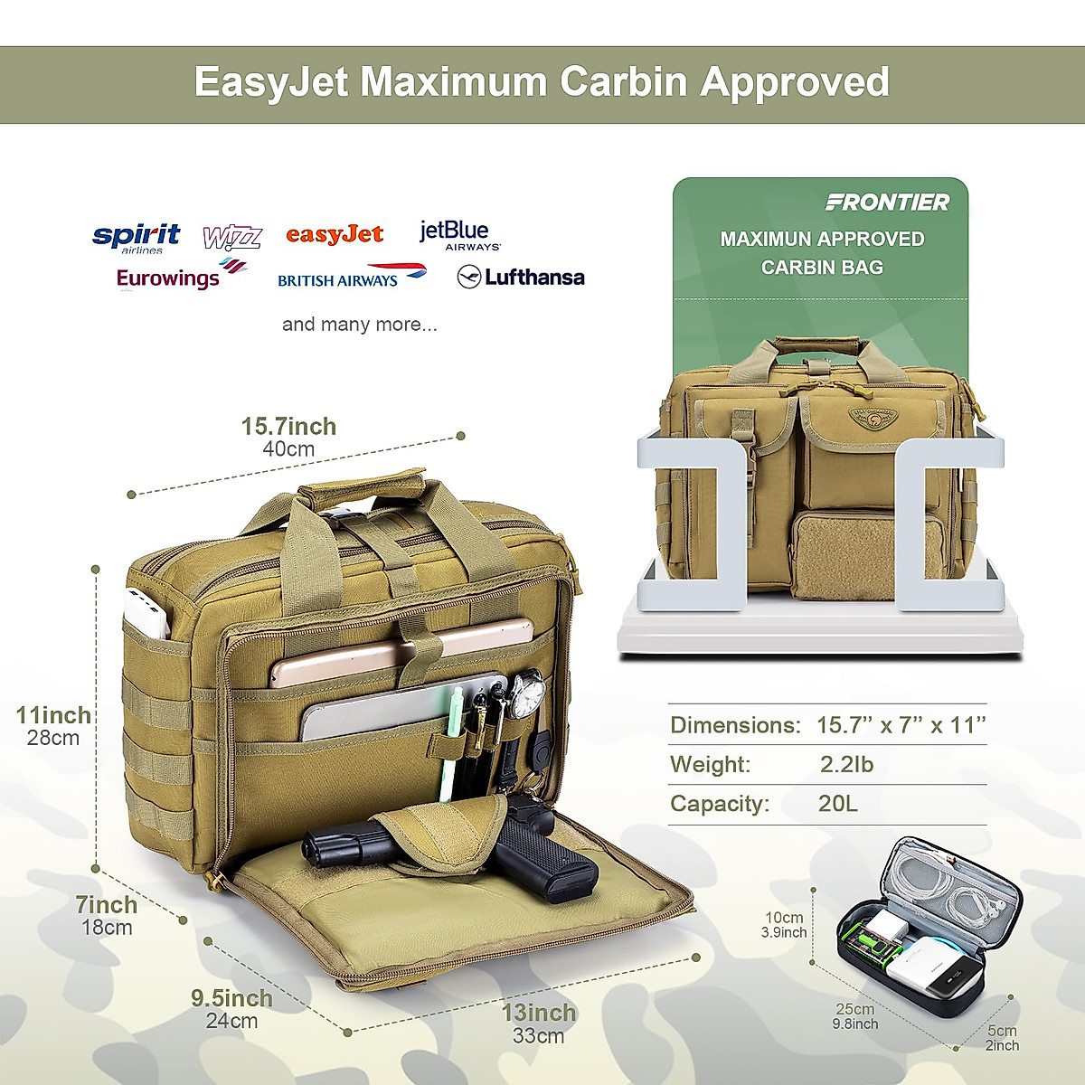 Stypos Tactical Messenger Bag, 14 Inch Tactical Briefcase for Man Military Laptop Bag Messenger Shoulder Bag Flight Bags for Pilots Black