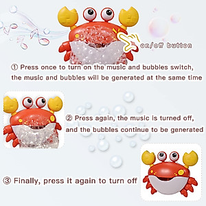 Charmspal Toddler Bath Toy Bubble - Crab Bath Toys for Kids - Bathtub Toys Musical Bubble Machine - Bath Toys with Suction Cups Music - Bath Gifts for Boys and Girls Tub Presents