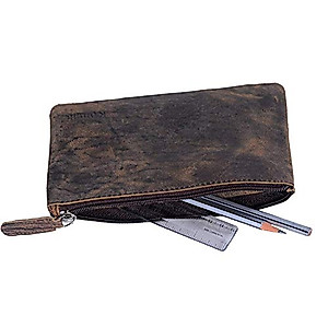 Leather Pencil pouch pen case zippered pencil case Sleeve Elegant and pratical gift for artists. Perfect for office,college by KomalC