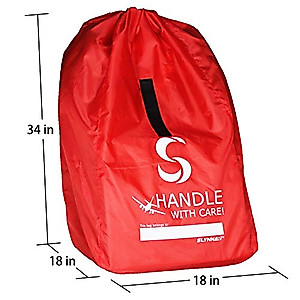 SLYNNAR Car Seat Travel Bag for Airplane - Fits Convertible Car Seats, Infant carriers & Booster Seats, Red Upgrade (Red Upgrade)