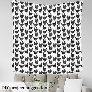Cute Chicken Fabric by The Yard Cartoon Lovely Black Farm Animal Decorative Fabric for Kids Teens Rustic Farmhouse Style Fabric for DIY Upholstery and Home Accents 1 Yard