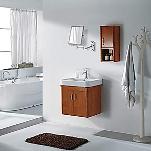 QiMH 3X Magnifying Wall Mounted Vanity Makeup Mirror | Rectangular 8x6 Inch with Extendable Arm | Polished Chrome Finish Double-Sided Swivel Mirror