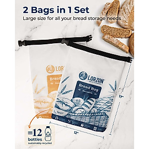 2-Pack Bread Bags to Keep Fresh, Reusable Bread Bags for Homemade Bread, Sourdough Bread Bags with Zipper, Large Bread Loaf Freezer Bags