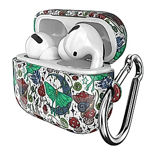 Hard Case Compatible with AirPods Pro 2 | AirPods Pro | AirPods 3 gen 2 1 Cute Design Fungi with Keychain Cover Protective Earpods Portable Witchy Ferns Ladybugs Hook Plastic Shockproof Luna Moths