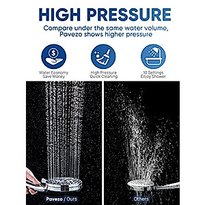 Pavezo Handheld High Pressure Shower Head with Filter 5" Large, Extra Long 70" SS Hose 10-mode Detachable Shower Head with Hard Water Filter, Powerful to Clean Tile & Pets, Oil Brushed Bronze