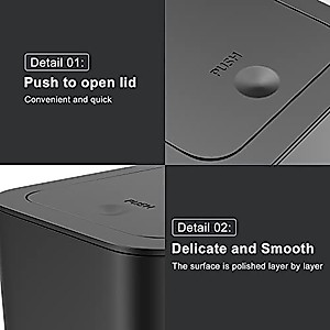 N. NETDOT 3 Pack 10 Liter Small Trash Can with lid, 2.6 Gallon Bathroom Trash Can,Garbage Can Slim Trash Bin Waste Basket for Bathroom,Kitchen,Bedroom,Living Room,Office,Laundry - Black