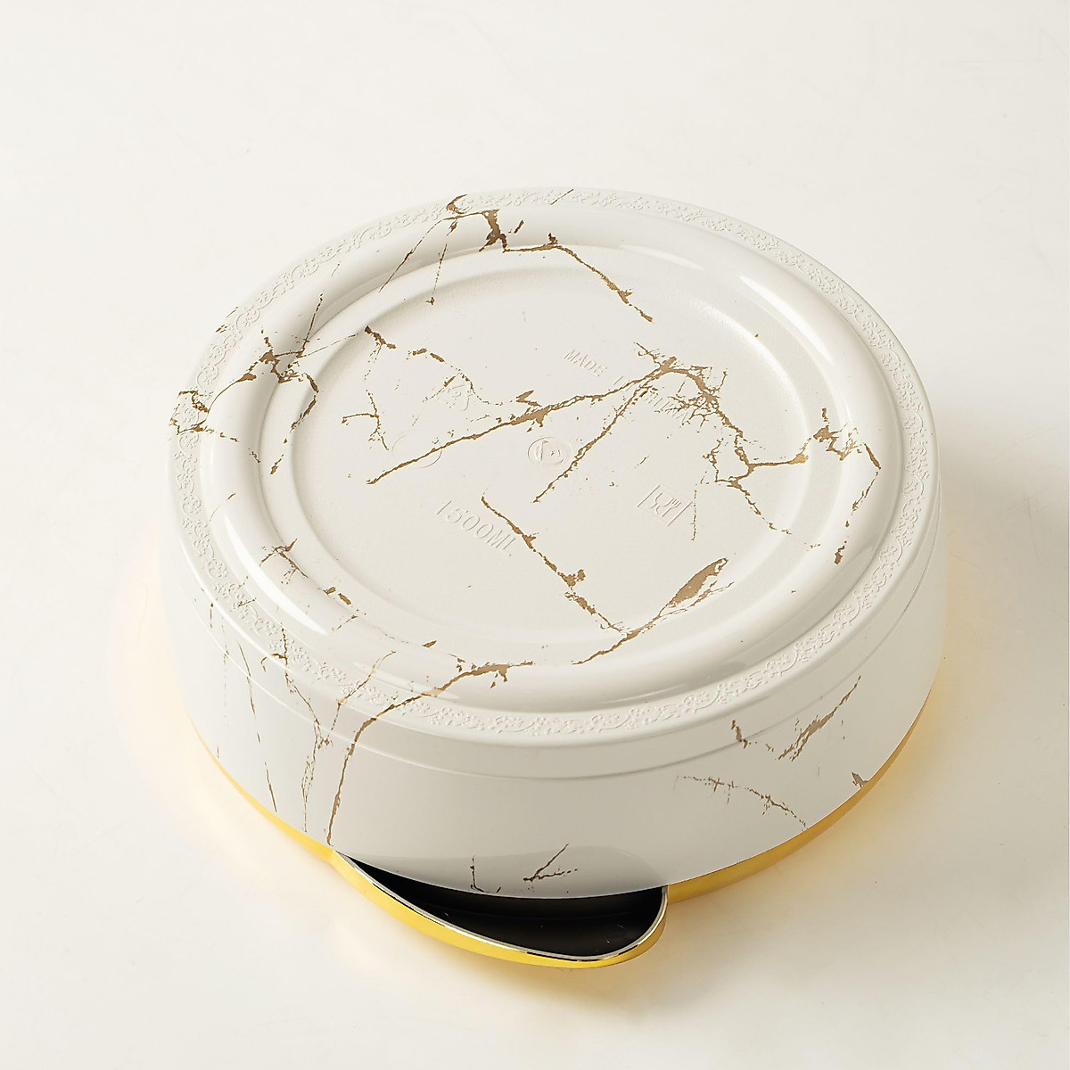 Hywisnok Luxury 3-Piece 2.6/2.1/1.6qt Thermal Casserole Dish Set with Lids, Insulated Stainless Steel Container for Hot & Cold Food, Serving Bowl for Buffets/Parties-Marble White