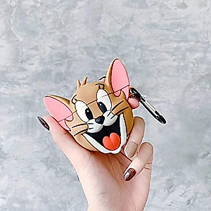 Airpods Case,New 3D Cute Cartoon Jerry Mouse Case for Apple Airpods 1&2, Airpods Accessories Shockproof Protective Premium Silicone Cover and Skin for Apple Airpods Charging Case (Jerry)