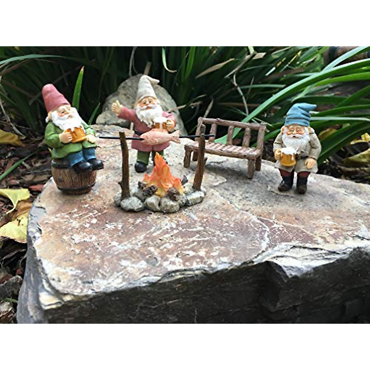 GlitZGlam Happy Gnomes Beer Drinking Buddies! - 5-Piece Garden Gnome Set for The Miniature Fairy Garden