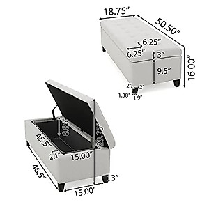 Christopher Knight Home Mission Fabric Storage Ottoman, Light Grey