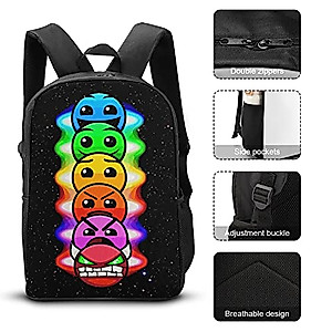 ONBJKPLG Geometry Dash Anime Backpack 17 Inch Cute Funny Bookbag Casual Laptop Daypack for Travel Picnic Camping