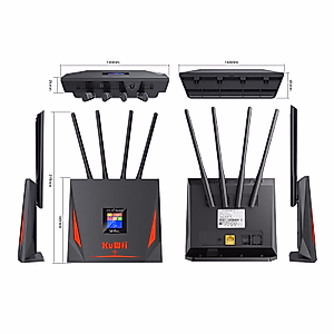 KuWFi 4G Router with sim card slot, 4g router unlocked equipped with 2GB Data Support 4G to WiFi/4G to wired Port forwarding High gain 4pcs external antennas for long range 4G signal
