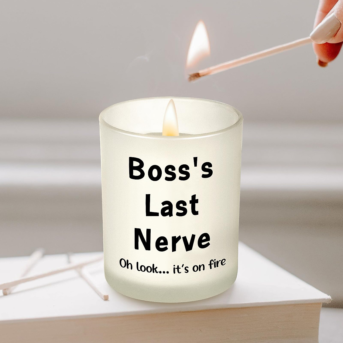 Boss Lady Gifts for Women Boss Gifts Funny Birthday Christmas Gifts for Boss, Gag Cool Office Christmas Gifts for Coworkers Thank You Appreciation Gifts for Boss Office Decor, Boss's Last Nerve Candle