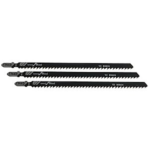 BOSCH T744D3 3-Piece 6 In. 7 TPI Speed for Wood T-Shank Jig Saw Blades
