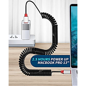 AICase Coiled USB-C to Lightning Cable for Apple CarPlay,Expansion Spring Coiled Cable,PD Type C Scalable Charging Cable for iPhone 14/13/13 Pro 12 Pro Max 12 11 X XS XR 8 Plus,AirPods Pro