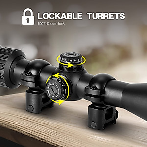 ESSLNB 3-9x50mm Airsoft Scope with Red Dot Illuminated Crosshair Reticle Riflescopes for Hunting&Shooting with Locking/Hold Zero Turrets and 2 Free Mount Rings