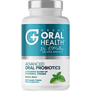 Oral Probiotics for Mouth Bad Breath Treatment for Adults: Dentist Formulated Advanced Oral Probiotics for Teeth and Gums with BLIS K12 M18-60 Chewable Oral Health Probiotics Supplement Tablets Mint
