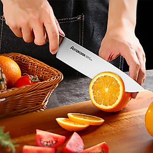 Knife Set, 15 Pieces Kitchen German High Carbon Stainless Steel Knife Set with Red Elm Wood Block, Classic Triple Rivet Chef Knife, Best Gift…