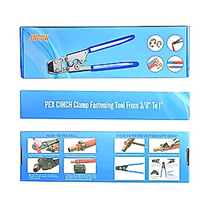 JWGJW Pex Cinch Clamp Fastening Tool with a cutting tool for 3/8 to 1-inch Stainless Steel Clamps with 1/2" 22PCS and 3/4" 10PCS PEX Clamps(003)