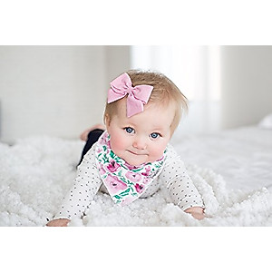 Copper Pearl Baby Bandana Drool Bibs for Drooling and Teething 4 Pack Gift Set “Bloom, Soft Set of Cloth Bandana Bibs for Any Baby Girl or Boy, Cute Registry Ideas for Baby Shower Gifts