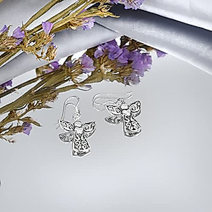 AeraVida Guardian Angel of Love Filigree Sterling Silver Dangle Earrings, 16x30mm