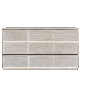 JIJIWANG Modern Dressers for Bedroom Dresser with 9 Drawers,TV Stand Storage Chest of Drawers Clothes Organizer, Wooden Nightstand for Living Room Closet Entryway Hallway,Stone Gray