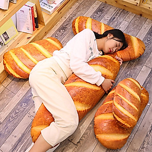 Levenkeness 3D Simulation Bread Shape Plush Pillow,Soft Butter Toast Bread Food Cushion Stuffed Toy for Home Decor 23.6"