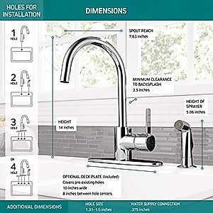 Peerless Precept Single-Handle Kitchen Sink Faucet with Side Sprayer, Chrome P199152LF