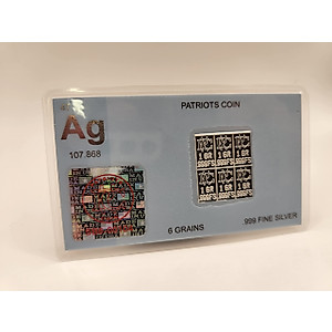 6 One Grain Pure Silver Bars .999 Fine Silver