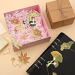 7pcs Metal Bookmarks, Gold Metal Bookmarks Colorful Hollow Leaf Bookmark and Animal Bookmark for Book Lovers, Writers, Readers, Teens, Adults