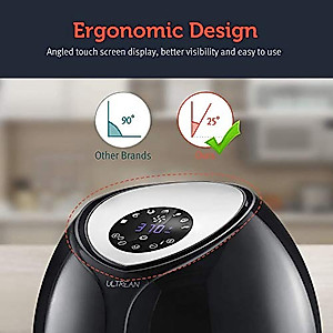 Ultrean Air Fryer 6 Quart , Large Family Size Electric Hot Airfryer XL Oven Oilless Cooker with 7 Presets, LCD Digital Touch Screen and Nonstick Detachable Basket,UL Certified,1700W (Black)