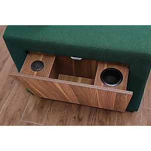 Acosure 92" L-Shape Sectional Pull Out Sofa Bed with Storage Chaise,Sleeper Couch W/USB & Cup Holder,Built-in Wood Shelf Armrest,3 Seat Linen Convertible Sofas for Living Room Office Flats,Green