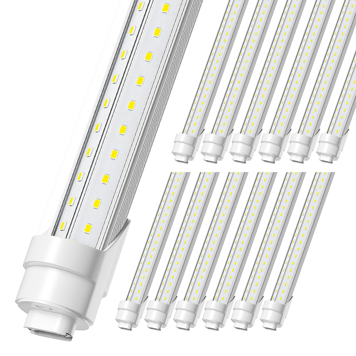 ELEKICO 8FT LED Bulb, 8FT Led Shop Light R17D V Shaped, 8 Foot LED Bulbs 6000K 75W 9500LM, 8 Foot Shop Light, T8/T10/T12 Led Tube Light Replacement, Dual-End Powered Ballast Bypass, Pack of 12