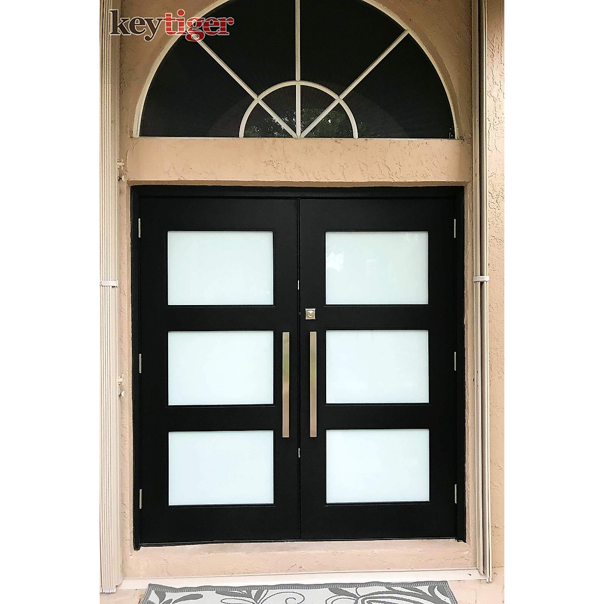 12 Inch Square Rectangle Flat Shape Stainless Steel Modern Contemporary Entry Door Handle Towel Bar Pull Shower Glass Sliding Barn Door Interior Exterior Door Pull Push Brush Nickel Satin Finish