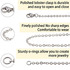 Jishi Chains Jewelry Making Supplies, 60ft Cable Link Chains for Making Jewelry Necklace Earring Bracelet Findings DIY Craft Kit for Adults, 6-Color 2mm Gold Silver Copper Plated Metal Link Rolls Bulk