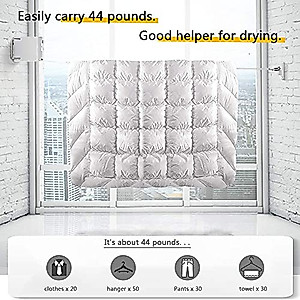 ABHILWY Retractable Clothesline Clothes Line Retracting Outdoor/Indoor, Heavy Duty Adjustable Drying Rope Wire Dryer Widened Belt, Self Adhesive Wall Mount Case with 29 Windproof Hanging Holes White