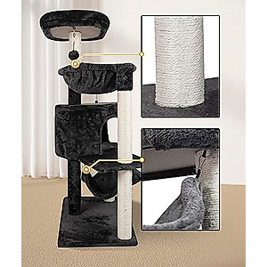 YUNIQUE Newest Cat Tree with Cat Condo and Big Hammock，Darkgrey